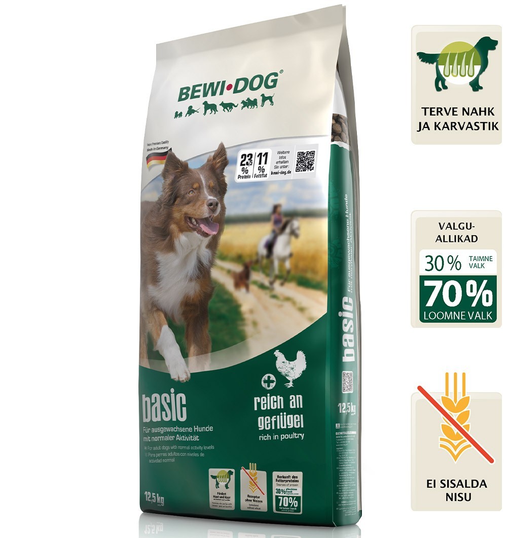 Super premium koeratoit kodulinnulihaga koertele BEWI DOG BASIC