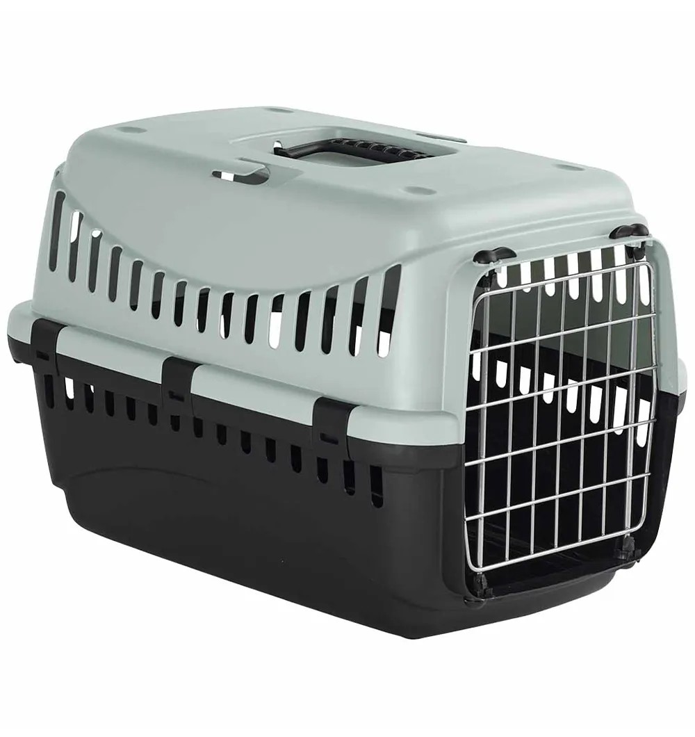 Transpordipuur lemmikloomale, metallvõrest uksega, helehall / tumehall ...