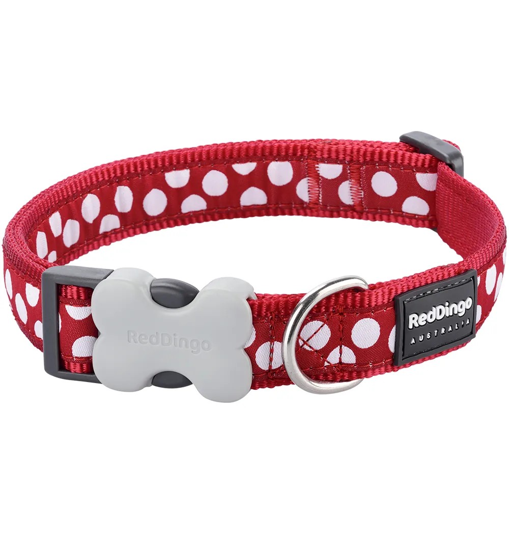 Kaelarihm koerale, disainmustriga White Spots on Red (Red Dingo)